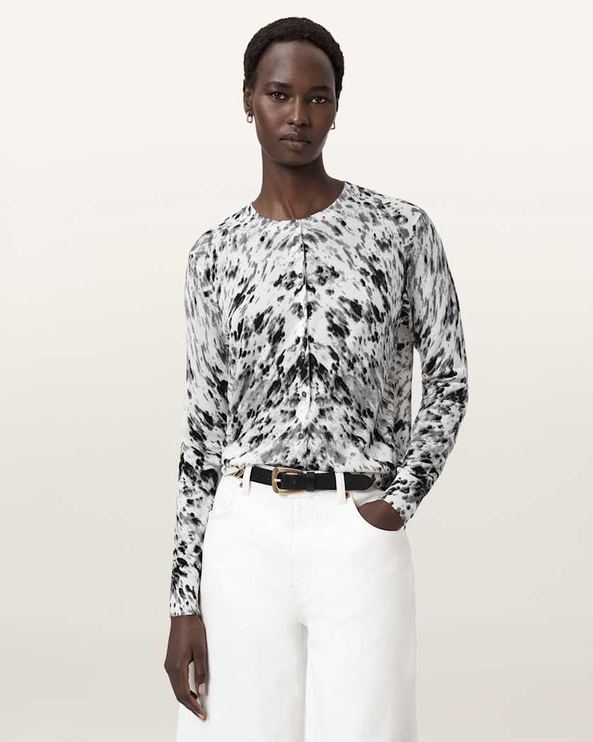 Anouk Slim Fit Merino Wool Cardigan CANTER ECRU WHITE | ALLSAINTS